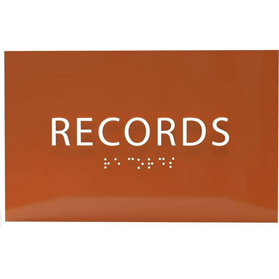 ADA CENTRAL SIGNS - 6" X4" Records Sign - ADA Compliant Tactile ...
