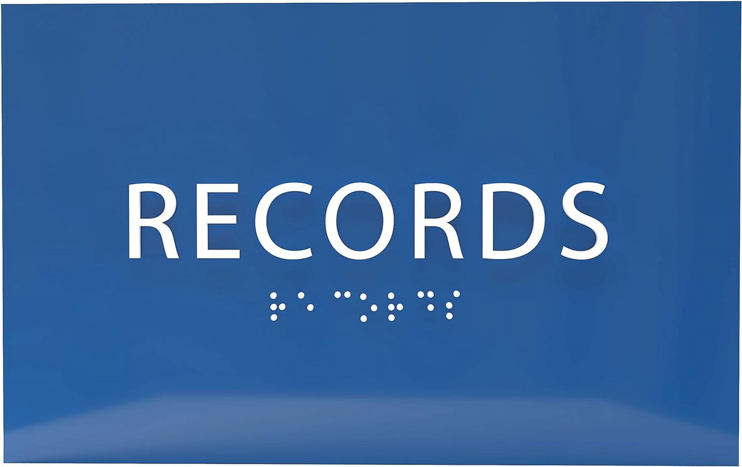 ADA CENTRAL SIGNS - 6" X4" Records Sign - ADA Compliant Tactile ...