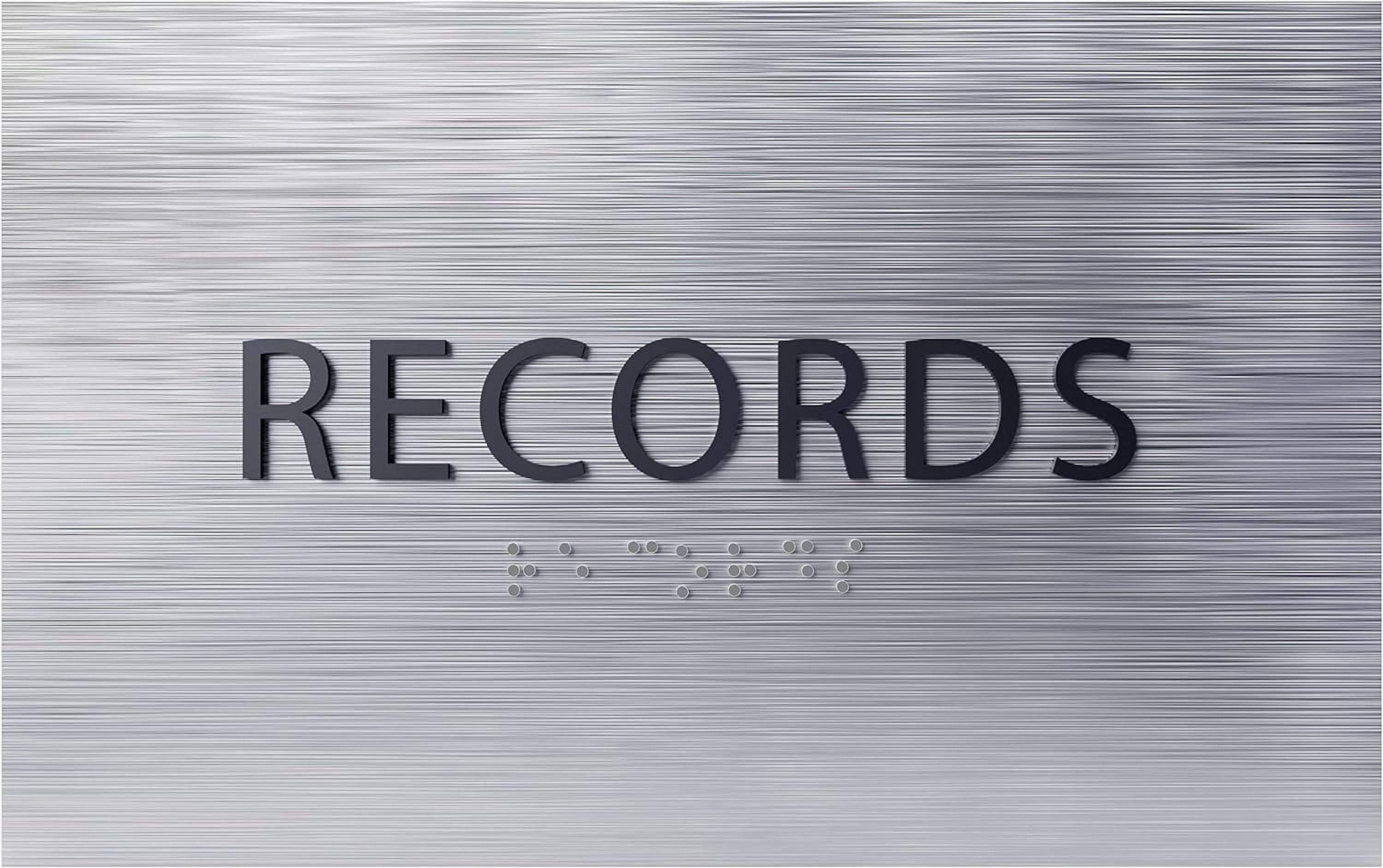 ADA CENTRAL SIGNS - 6" X4" Records Sign - ADA Compliant Tactile ...