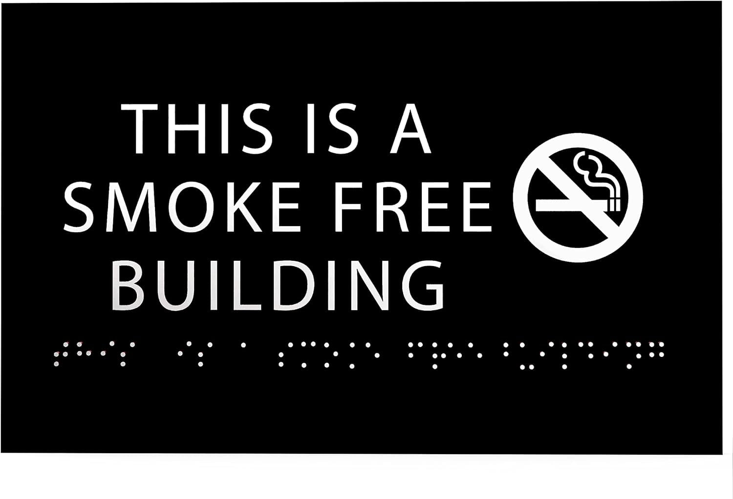 ADA CENTRAL SIGNS - 6" X4" Smoke Free Building Sign - ADA Compliant ...