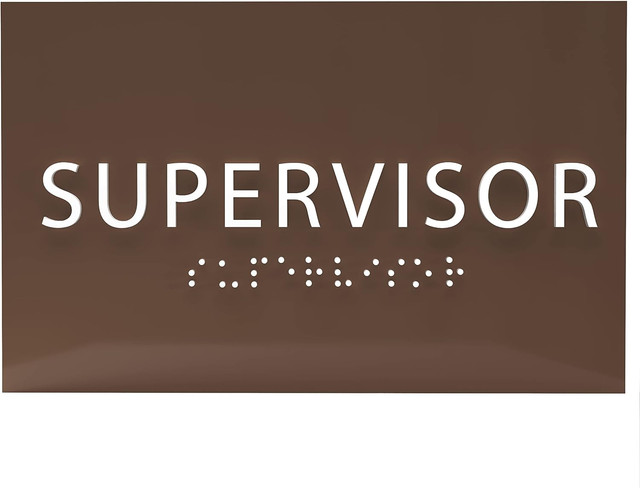 ADA CENTRAL SIGNS 6" X4" Supervisor Sign- Tactile Graphics Grade 2 ...