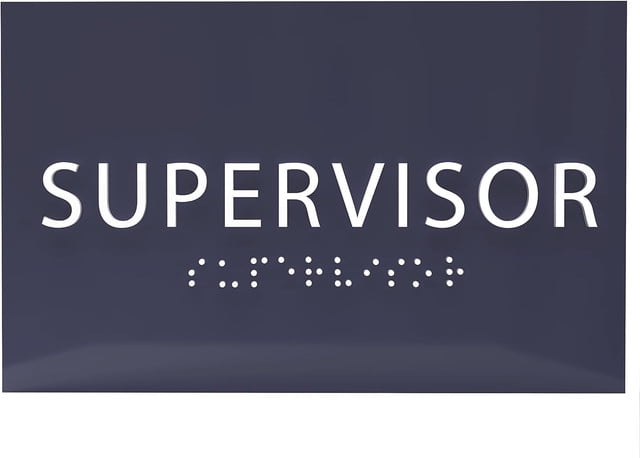 ADA CENTRAL SIGNS 6" X4" Supervisor Sign- Tactile Graphics Grade 2 ...