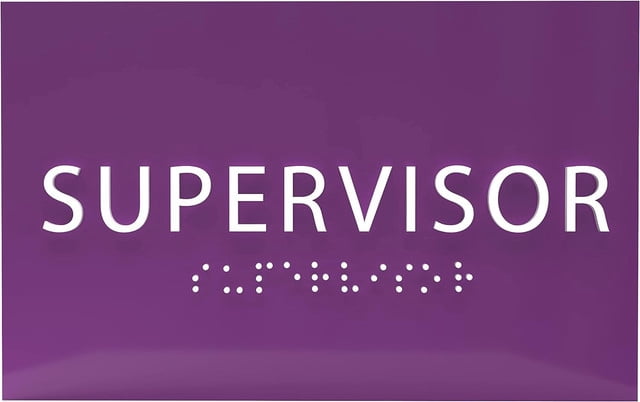 ADA CENTRAL SIGNS 6" X4" Supervisor Sign- Tactile Graphics Grade 2 ...