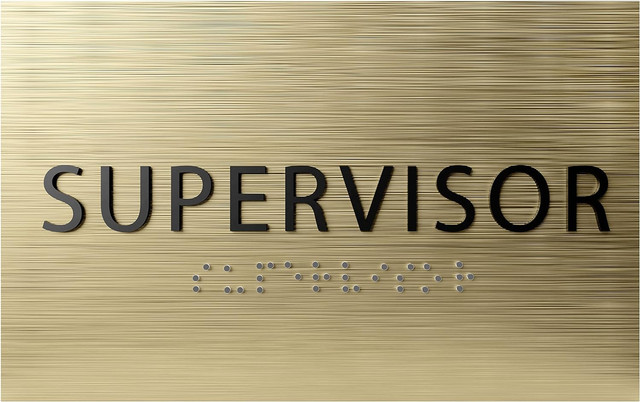 ADA CENTRAL SIGNS 6" X4" Supervisor Sign- Tactile Graphics Grade 2 ...