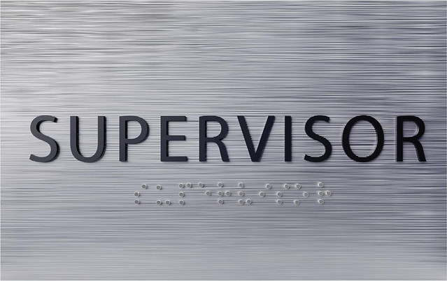 ADA CENTRAL SIGNS 6" X4" Supervisor Sign- Tactile Graphics Grade 2 ...