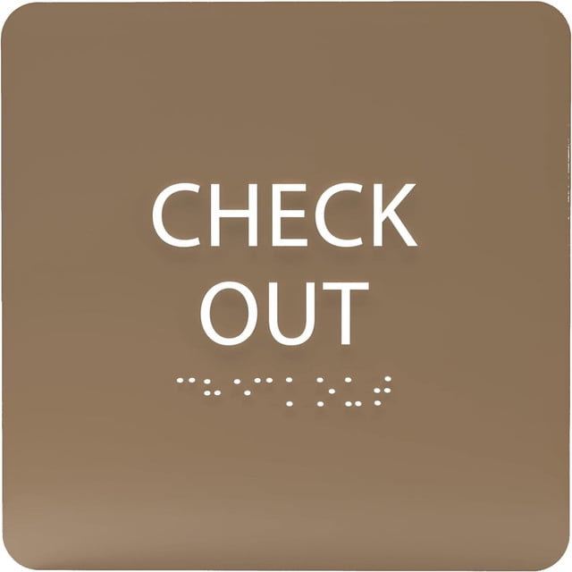 ADA CENTRAL SIGNS - 6" X6" Check Out Sign - ADA Compliant Tactile ...