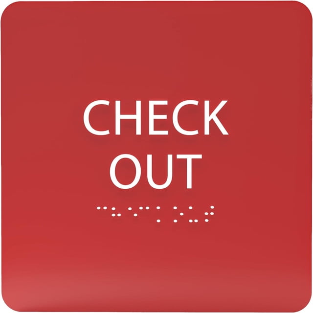 ADA CENTRAL SIGNS - 6" X6" Check Out Sign - ADA Compliant Tactile ...