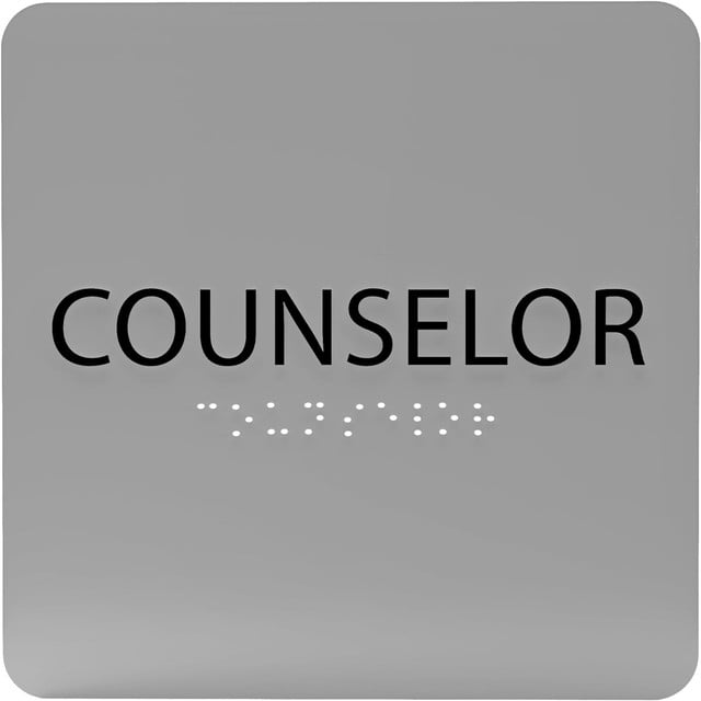 ADA CENTRAL SIGNS - 6" X6" Counselor Sign - ADA Compliant Tactile ...