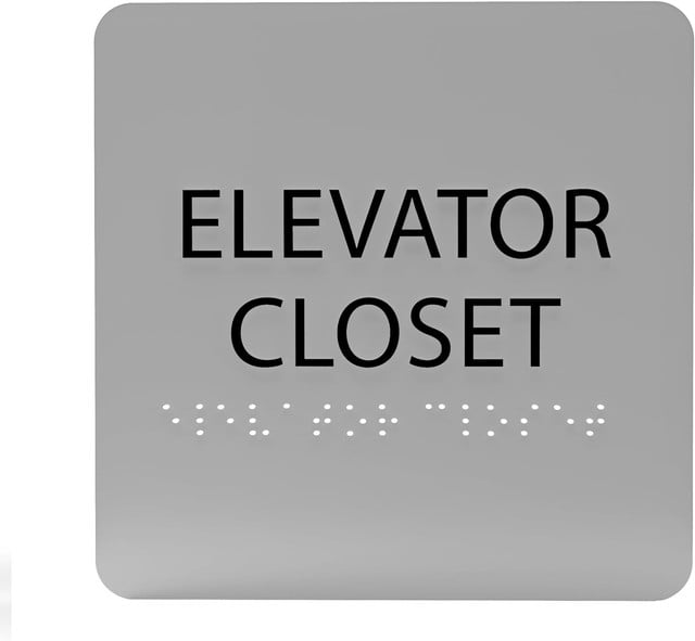 ADA CENTRAL SIGNS - 6" X6" Elevator Closet Sign - ADA Compliant Tactile ...