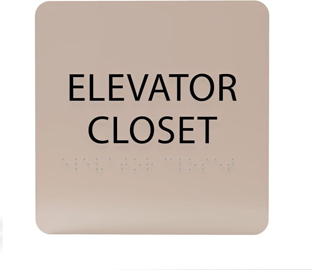 ADA CENTRAL SIGNS - 6" X6" Elevator Closet Sign - ADA Compliant Tactile ...