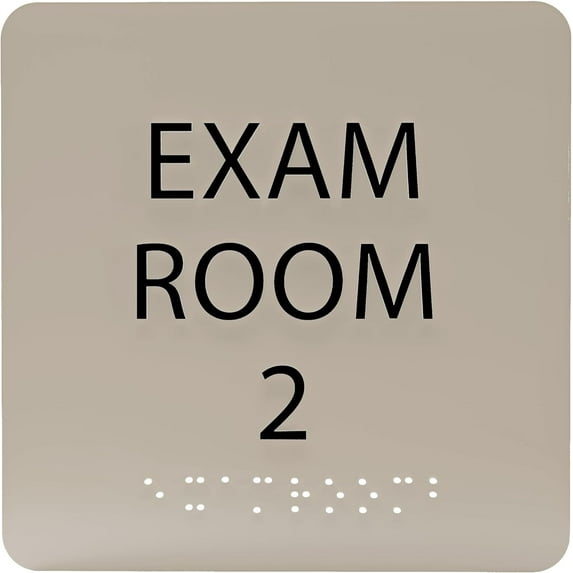 ADA CENTRAL SIGNS - 6" X6" Exam Room 2 Sign - ADA Compliant Tactile ...
