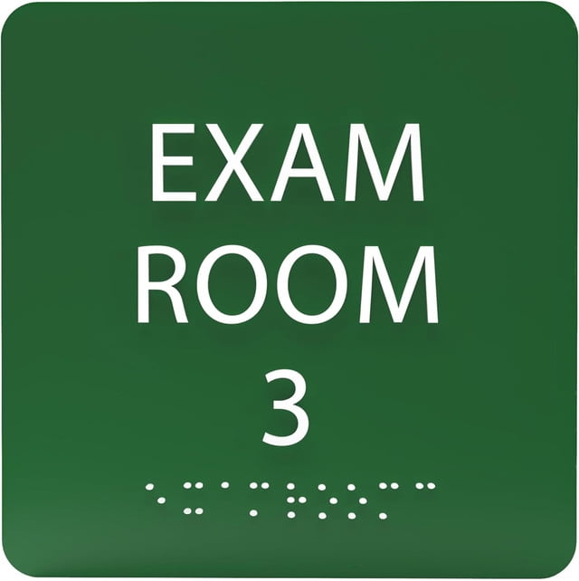 ADA CENTRAL SIGNS - 6" X6" Exam Room 3 Sign - ADA Compliant Tactile ...