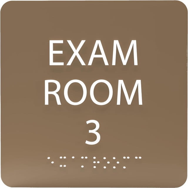 ADA CENTRAL SIGNS - 6" X6" Exam Room 3 Sign - ADA Compliant Tactile ...