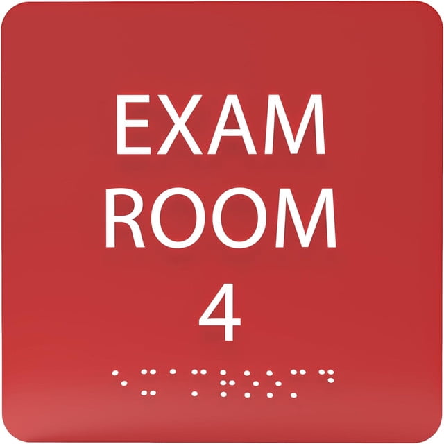 ADA CENTRAL SIGNS - 6" X6" Exam Room 4 Sign - ADA Compliant Tactile ...