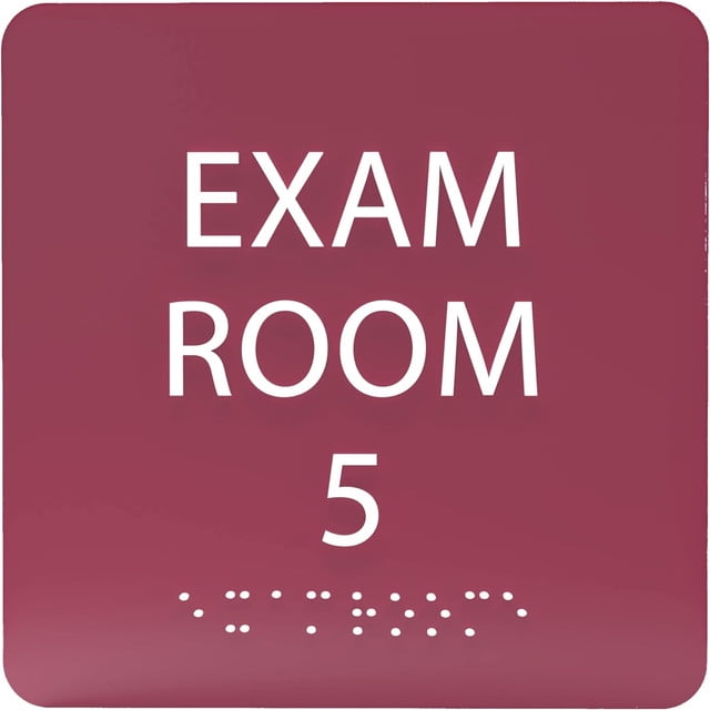 ADA CENTRAL SIGNS - 6" X6" Exam Room 5 Sign - ADA Compliant Tactile ...