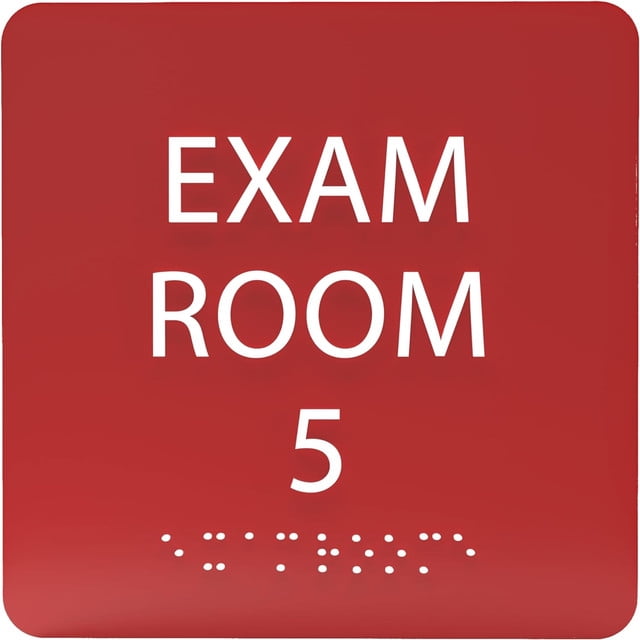 ADA CENTRAL SIGNS - 6" X6" Exam Room 5 Sign - ADA Compliant Tactile ...