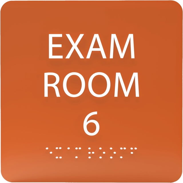 ADA CENTRAL SIGNS - 6" X6" Exam Room 6 Sign - ADA Compliant Tactile ...