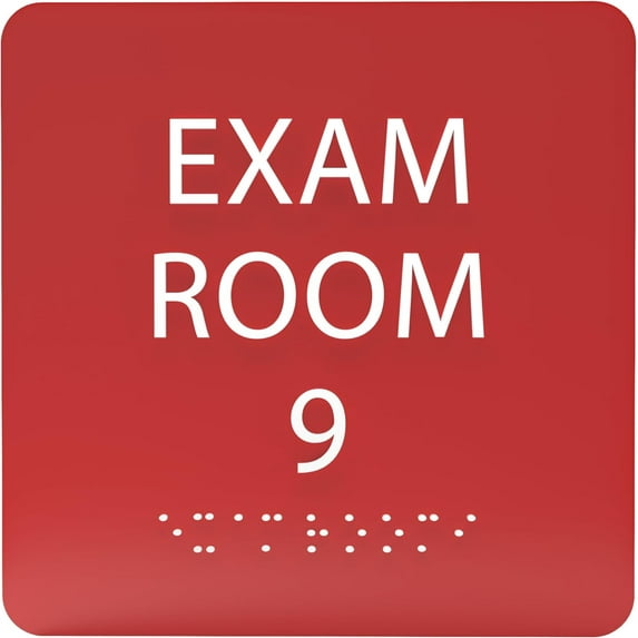 ADA CENTRAL SIGNS - 6" X6" Exam Room 9 Sign - ADA Compliant Tactile ...