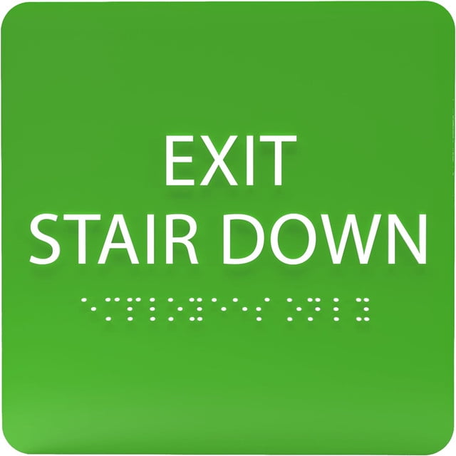 ADA CENTRAL SIGNS - 6" X6" Exit Stair Down Sign - ADA Compliant Tactile ...