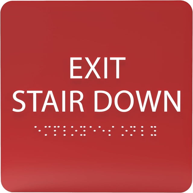 ADA CENTRAL SIGNS - 6" X6" Exit Stair Down Sign - ADA Compliant Tactile ...