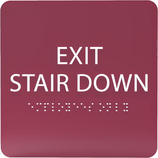 ADA CENTRAL SIGNS - 6" X6" Exit Stair Down Sign - ADA Compliant Tactile ...