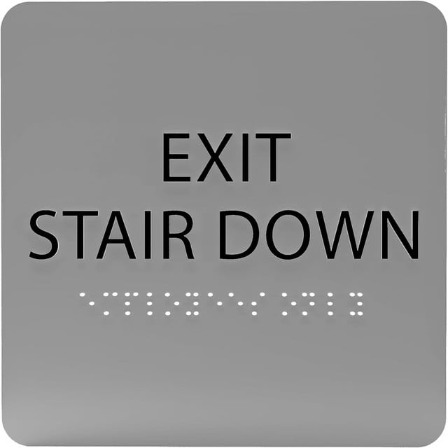ADA CENTRAL SIGNS - 6" X6" Exit Stair Down Sign - ADA Compliant Tactile ...