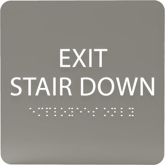 ADA CENTRAL SIGNS - 6" X6" Exit Stair Down Sign - ADA Compliant Tactile ...