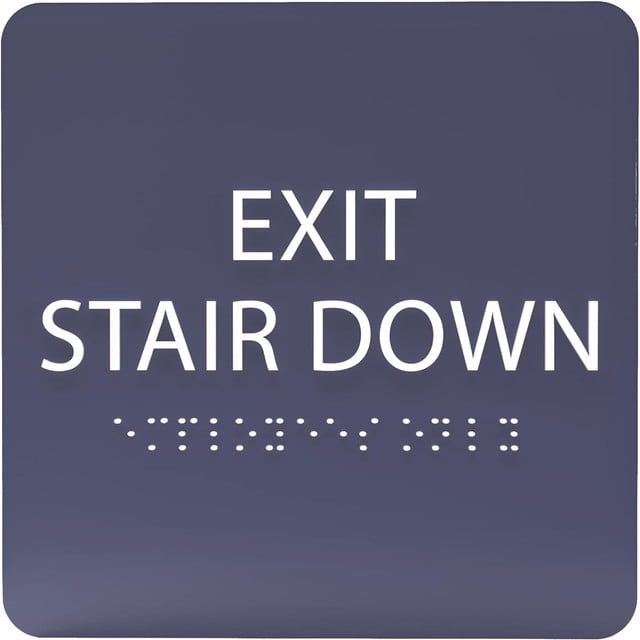 ADA CENTRAL SIGNS - 6" X6" Exit Stair Down Sign - ADA Compliant Tactile ...