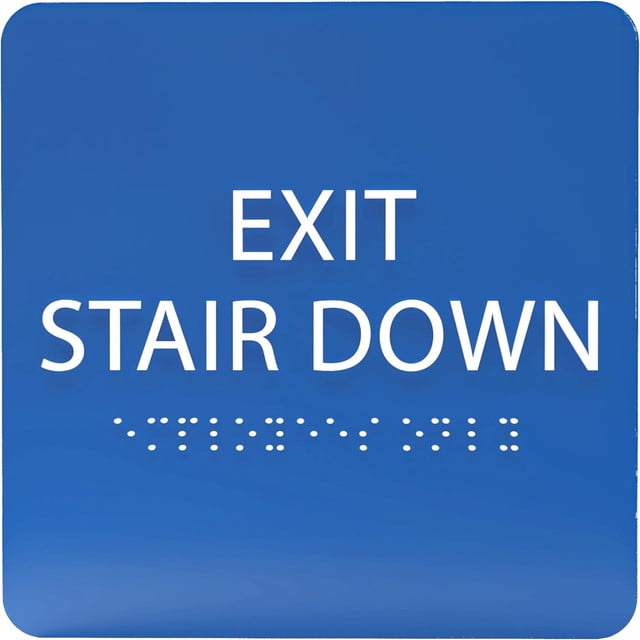 ADA CENTRAL SIGNS - 6" X6" Exit Stair Down Sign - ADA Compliant Tactile ...