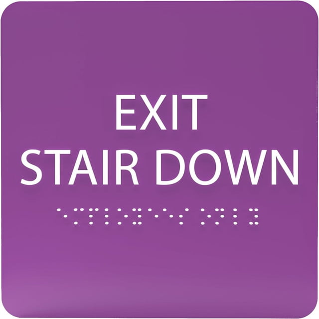 ADA CENTRAL SIGNS - 6" X6" Exit Stair Down Sign - ADA Compliant Tactile ...