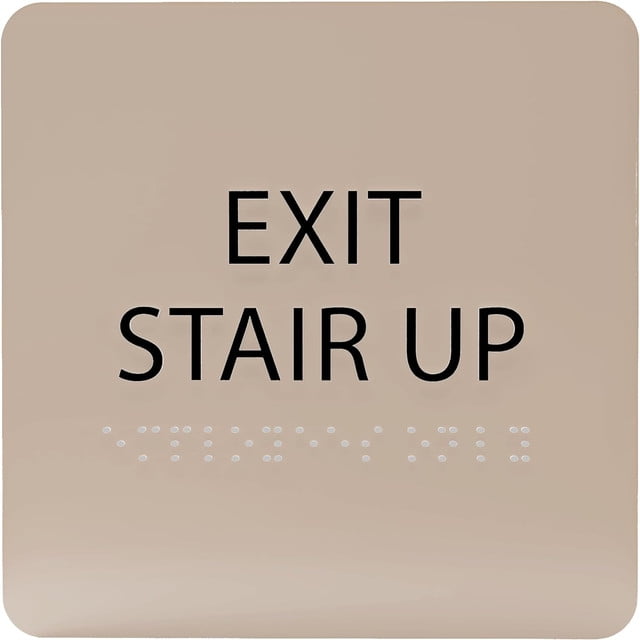 ADA CENTRAL SIGNS - 6" X6" Exit Stair Up Sign - ADA Compliant Tactile ...