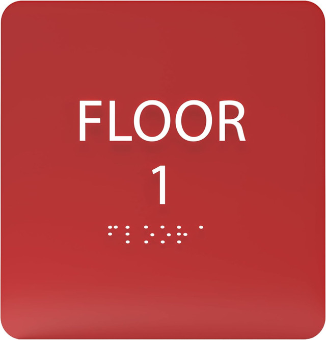 ADA CENTRAL SIGNS - 6" X6" Floor 1 Sign - ADA Compliant Tactile ...