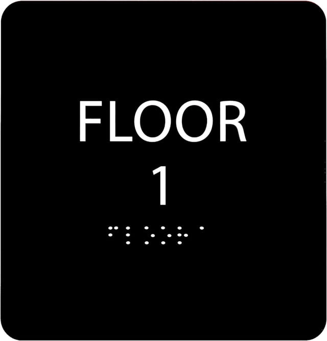 ADA CENTRAL SIGNS - 6" X6" Floor 1 Sign - ADA Compliant Tactile ...