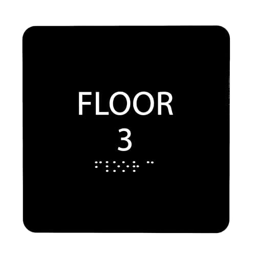 ADA CENTRAL SIGNS - 6" X6" Floor 3 Sign - ADA Compliant Tactile ...