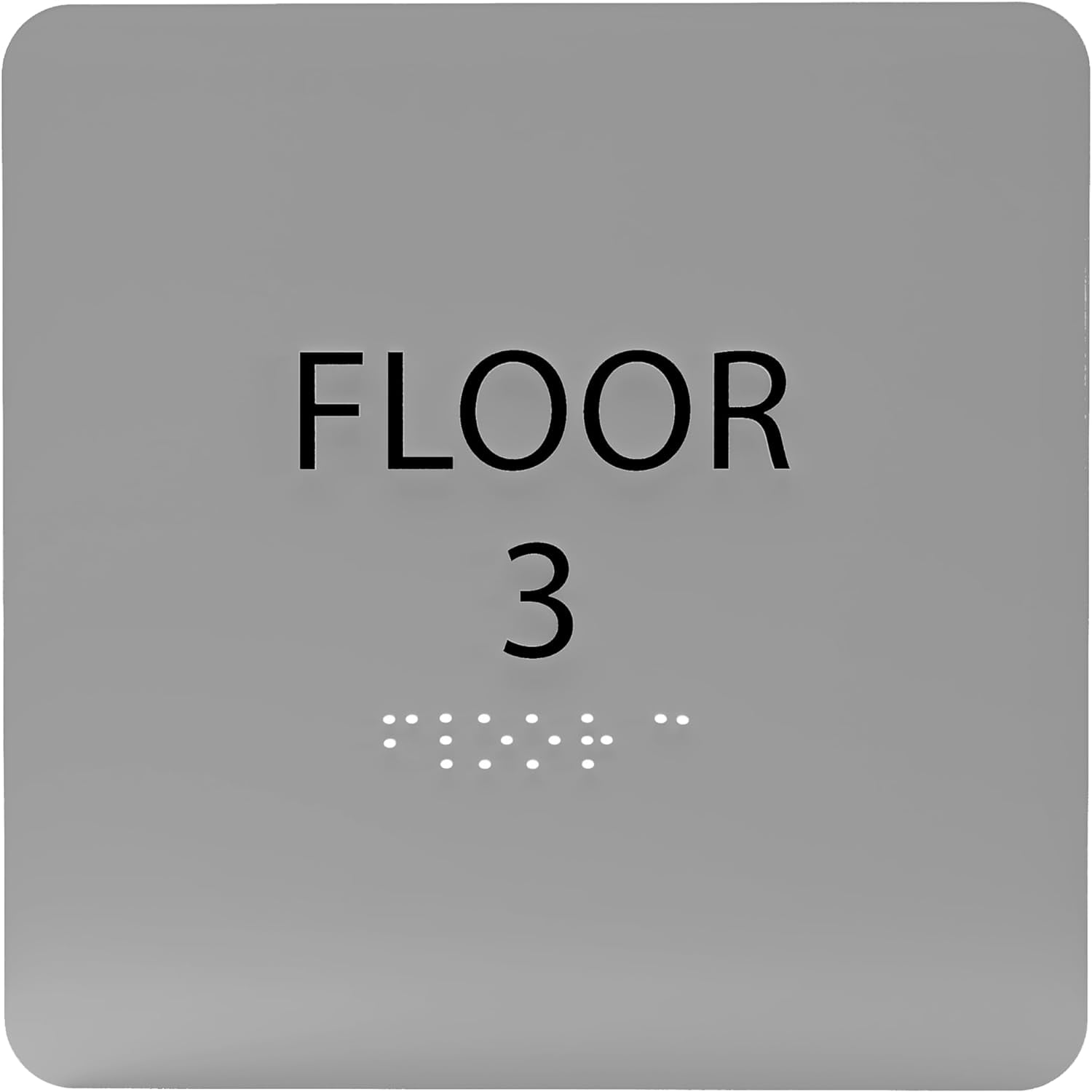 ADA CENTRAL SIGNS - 6" X6" Floor 3 Sign - ADA Compliant Tactile ...