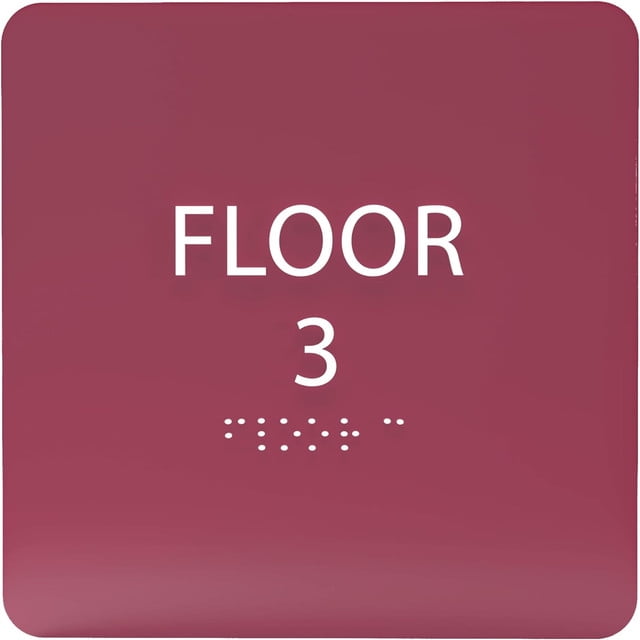 ADA CENTRAL SIGNS - 6" X6" Floor 3 Sign - ADA Compliant Tactile ...
