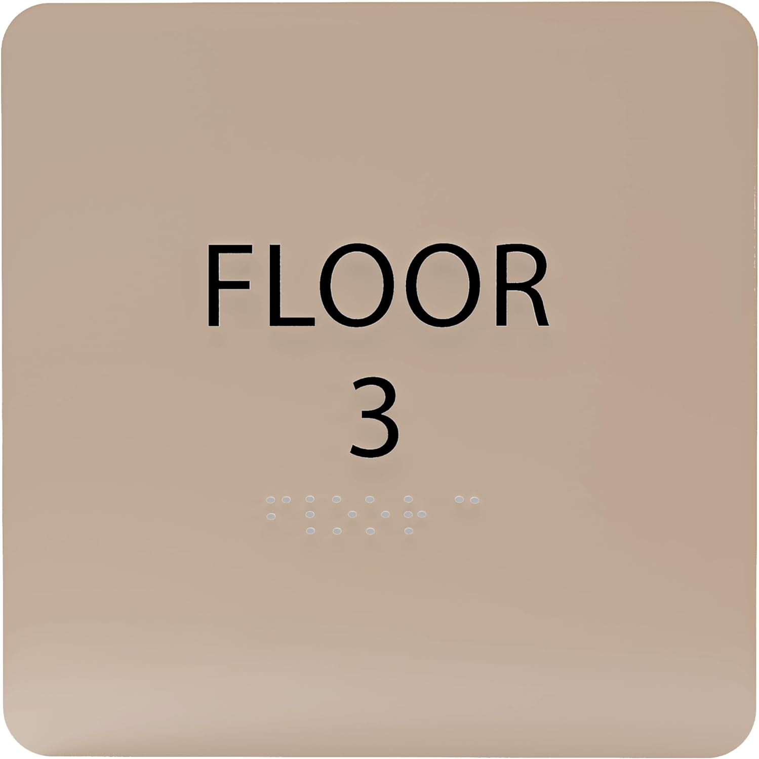 ADA CENTRAL SIGNS - 6" X6" Floor 3 Sign - ADA Compliant Tactile ...