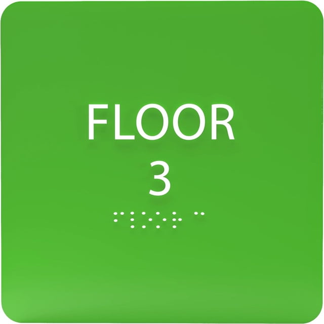 ADA CENTRAL SIGNS - 6" X6" Floor 3 Sign - ADA Compliant Tactile ...
