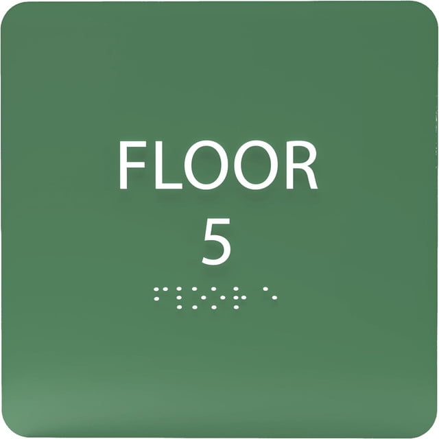 ADA CENTRAL SIGNS - 6" X6" Floor 5 Sign - ADA Compliant Tactile ...