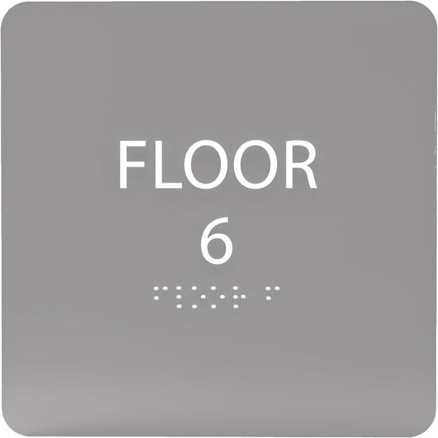 ADA CENTRAL SIGNS - 6" X6" Floor 6 Sign - ADA Compliant Tactile ...