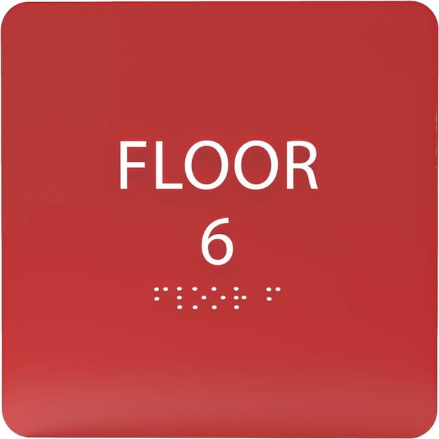 ADA CENTRAL SIGNS - 6" X6" Floor 6 Sign - ADA Compliant Tactile ...