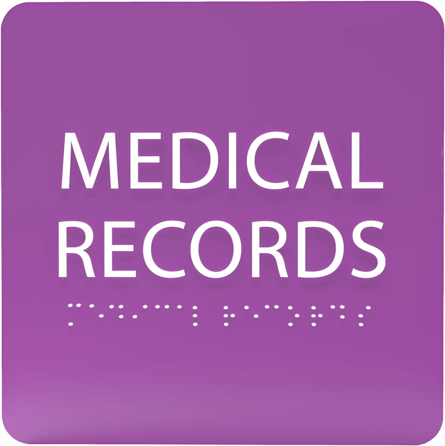 ADA CENTRAL SIGNS - 6" X6" Medical Records Sign - ADA Compliant Tactile ...