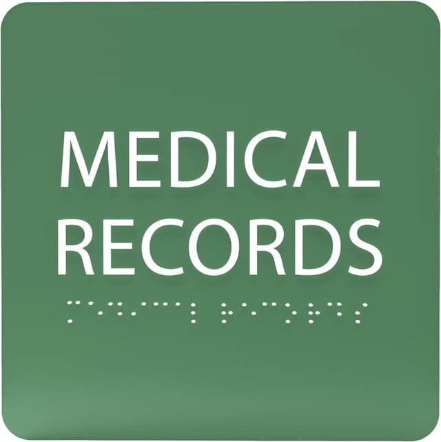 ADA CENTRAL SIGNS - 6" X6" Medical Records Sign - ADA Compliant Tactile ...