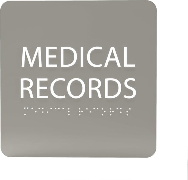 ADA CENTRAL SIGNS - 6" X6" Medical Records Sign - ADA Compliant Tactile ...
