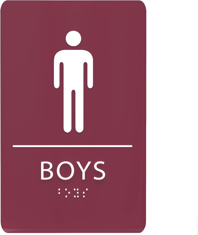 ADA CENTRAL SIGNS - 6" X9" Boys Restroom Sign - ADA Compliant Tactile ...