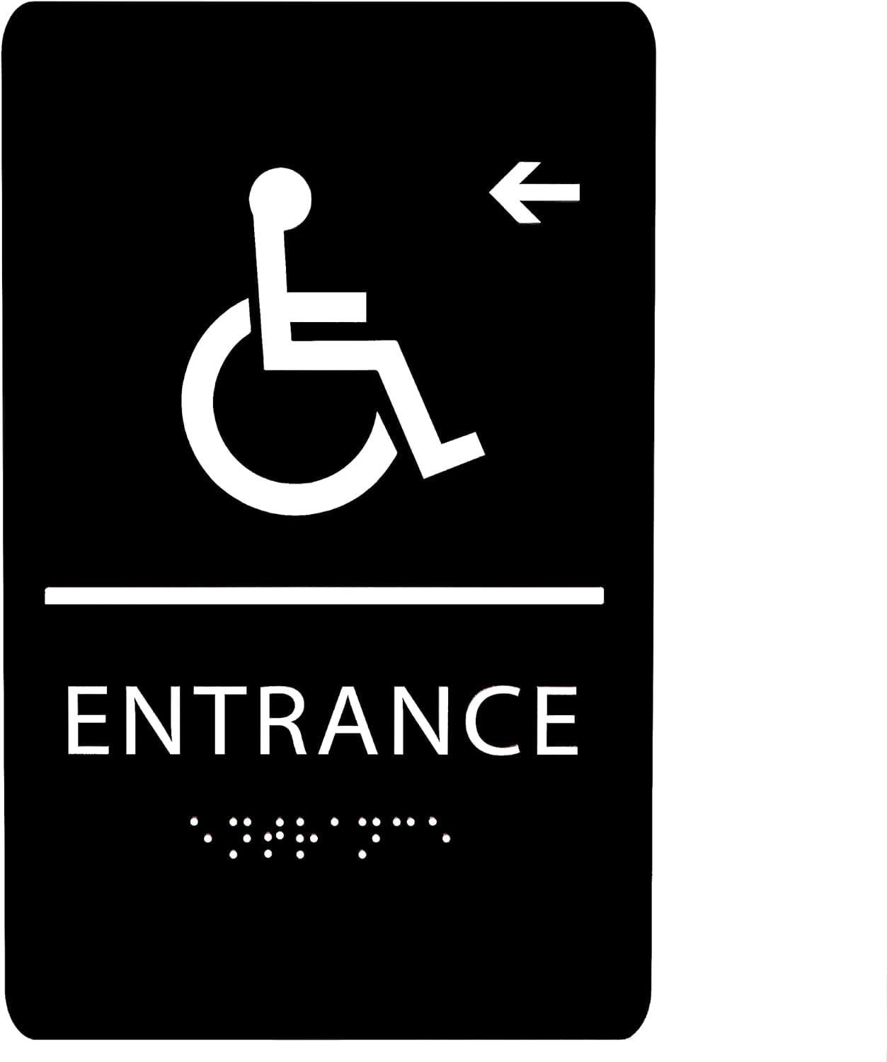 ADA CENTRAL SIGNS - 6"X9" Entrance Left Sign with Arrow - ADA Compliant ...