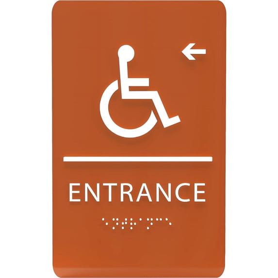 ADA CENTRAL SIGNS - 6"X9" Entrance Left Sign with Arrow - ADA Compliant ...