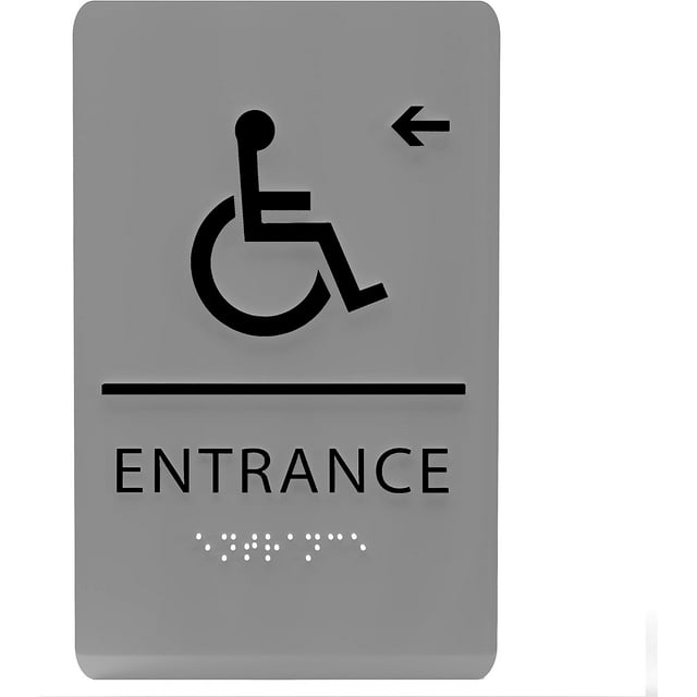 ADA CENTRAL SIGNS - 6"X9" Entrance Left Sign with Arrow - ADA Compliant ...