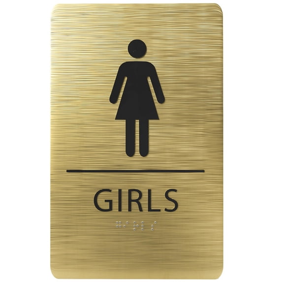 ADA CENTRAL SIGNS - 6"X9" Girls Restroom Sign - ADA Compliant Tactile ...