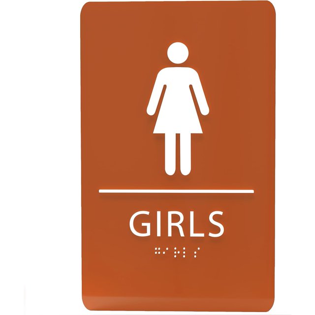 ADA CENTRAL SIGNS - 6"X9" Girls Restroom Sign - ADA Compliant Tactile ...